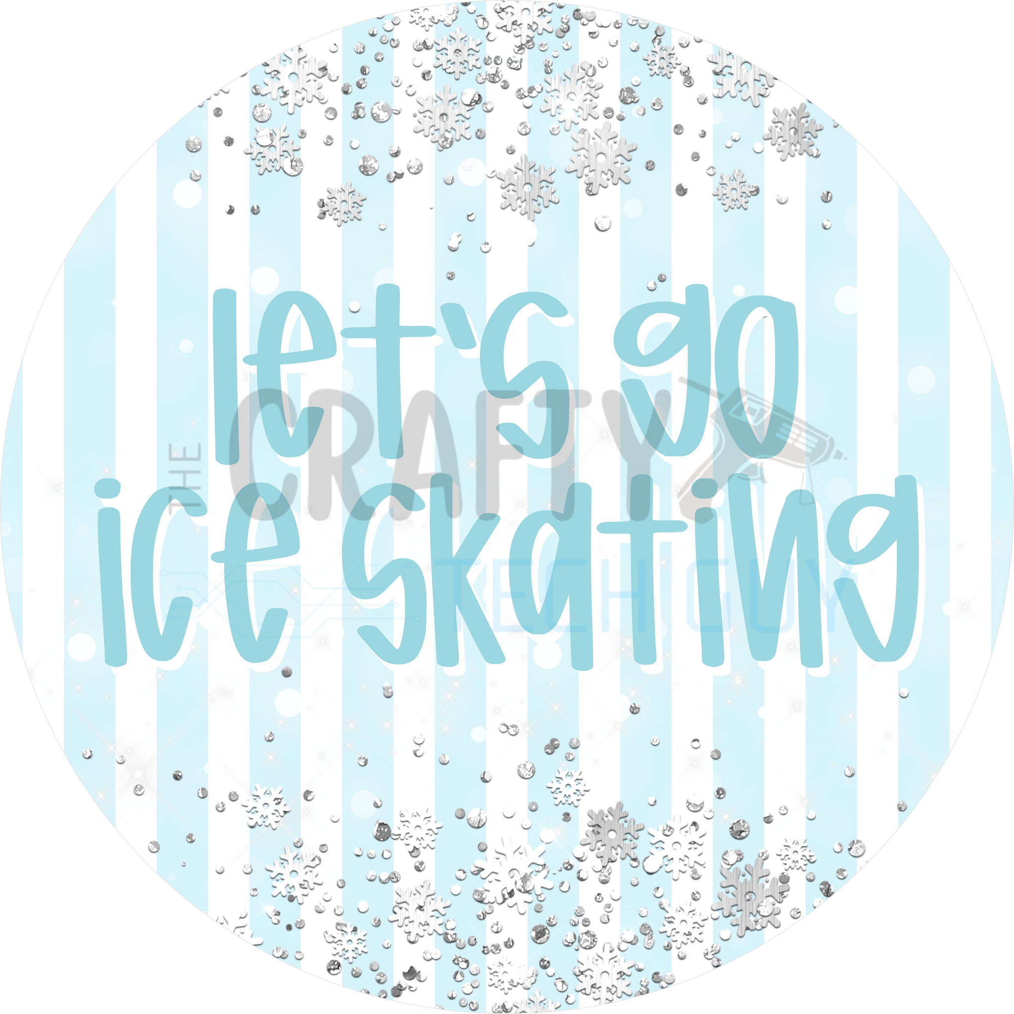 Let’s Go Ice Skating Design | Winter Blue and White Snowflake Art | Fu