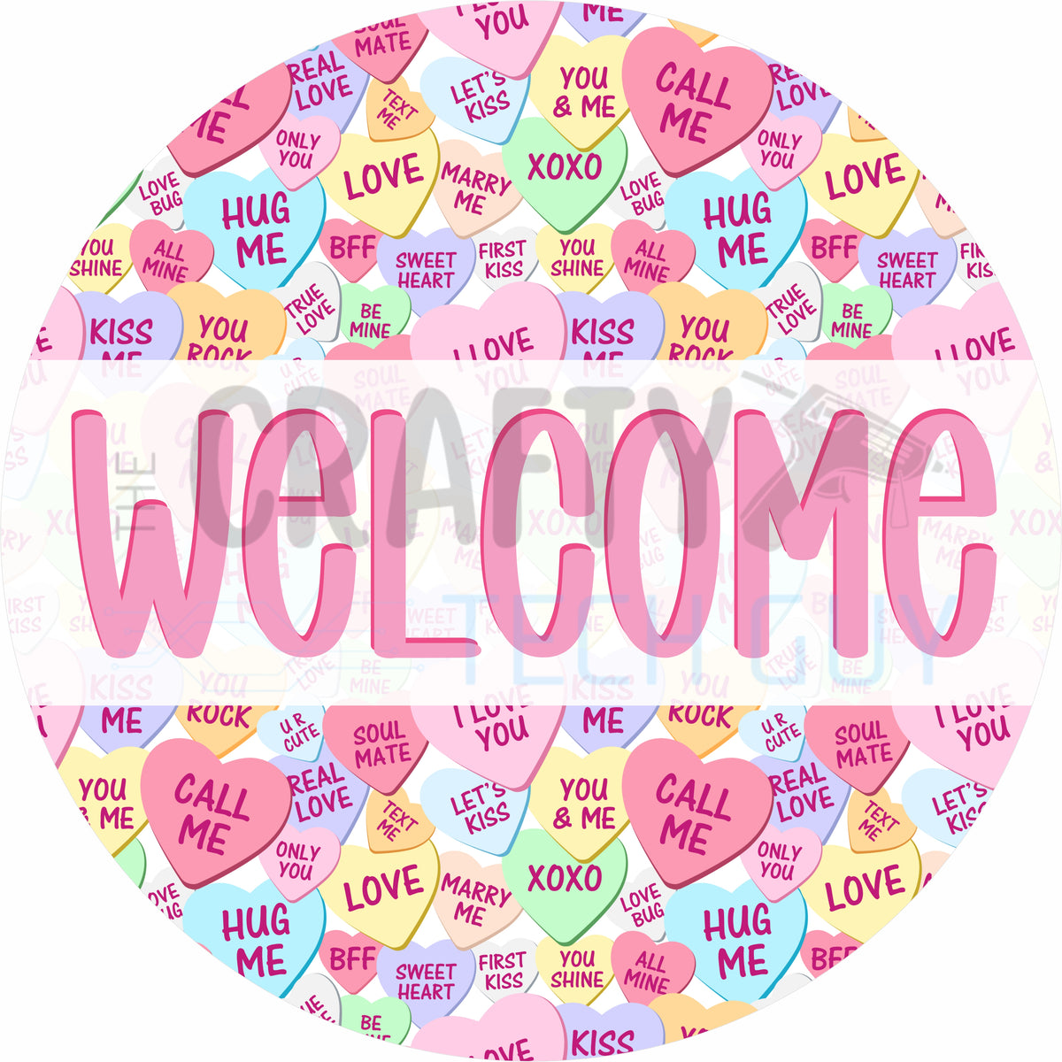 Valentine Candy Hearts Welcome Door Decor Sweet Pink Valentine Sign Ro