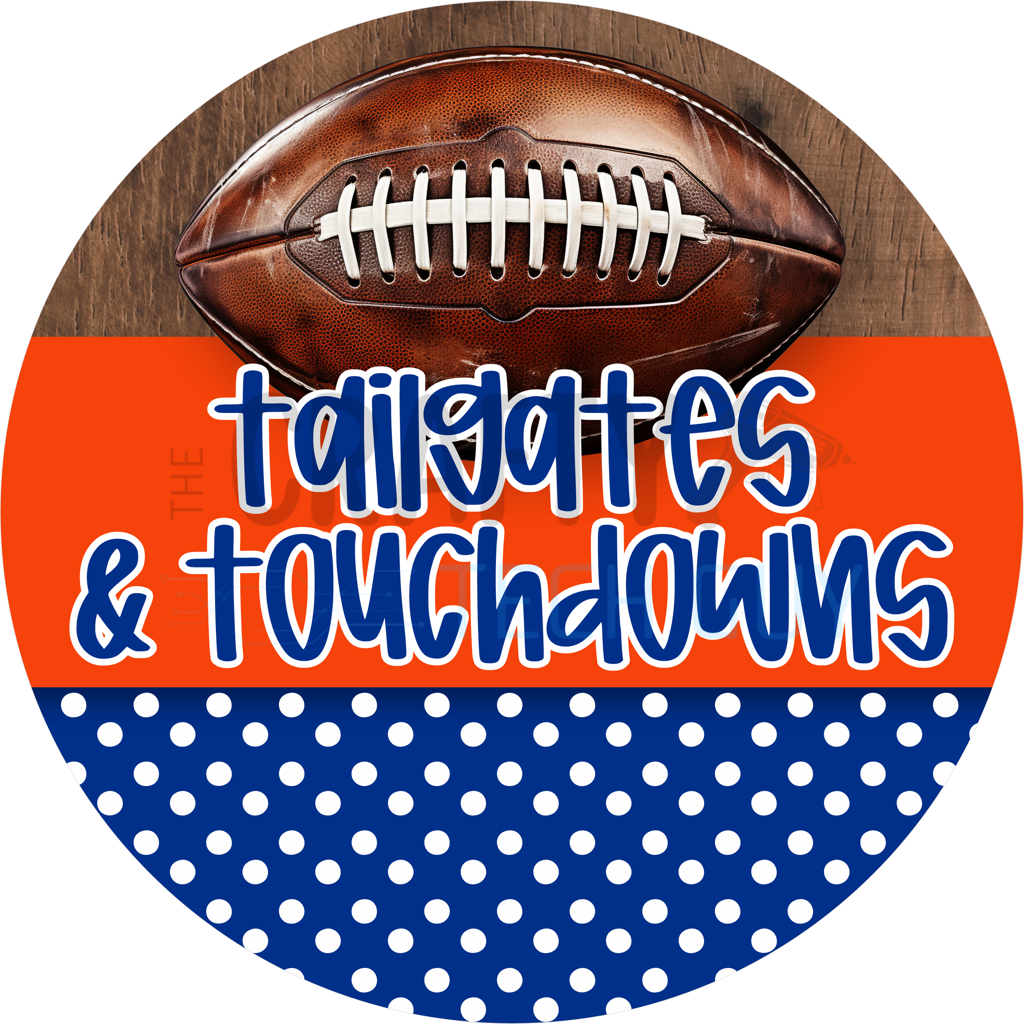 Tailgates and Touchdowns Football Design in Orange and Blue | Game Day