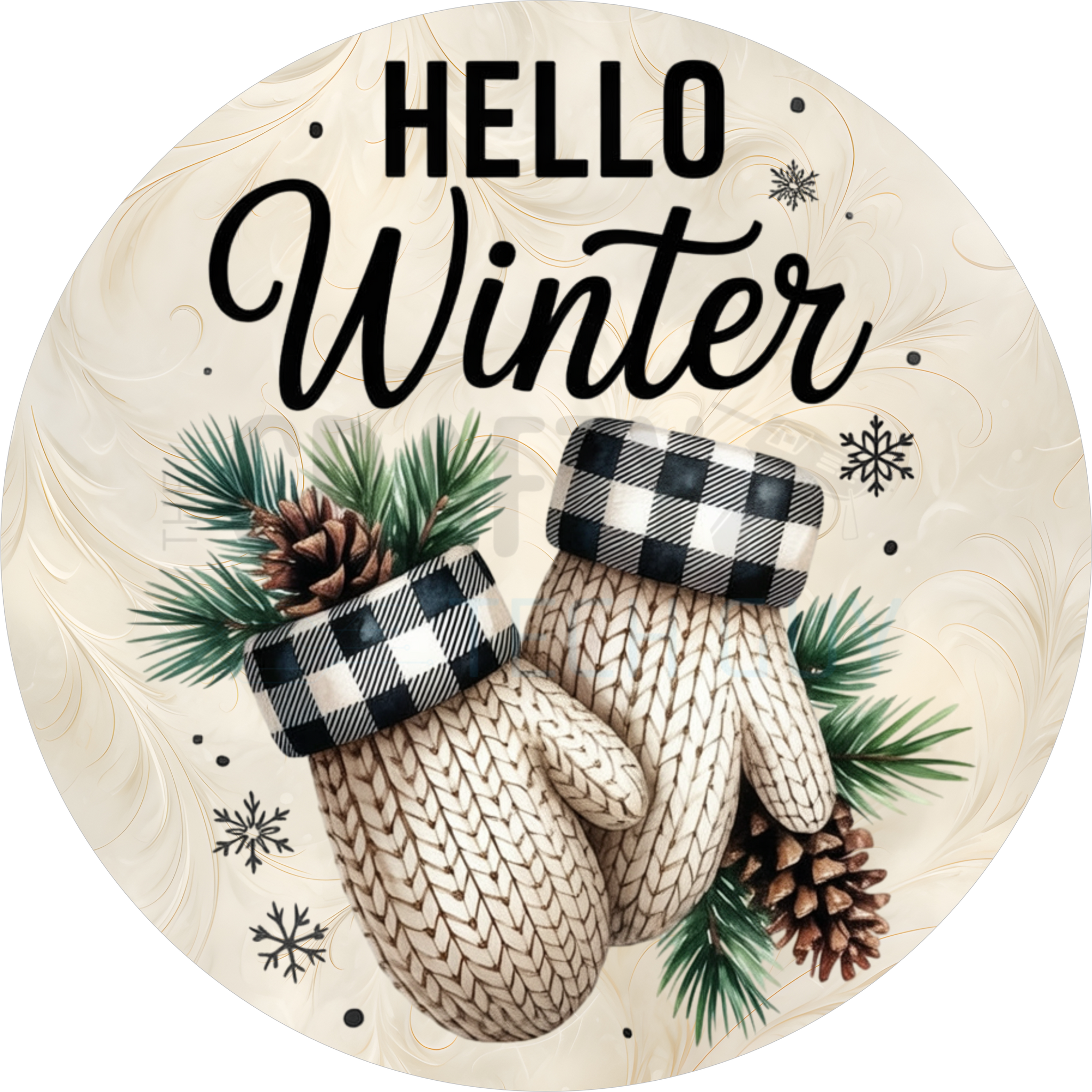 Winter Buffalo Plaid Mitten Sign