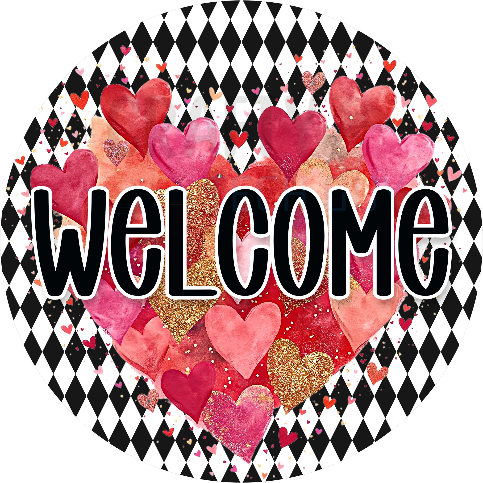 Valentine Heart Welcome Wreath Sign