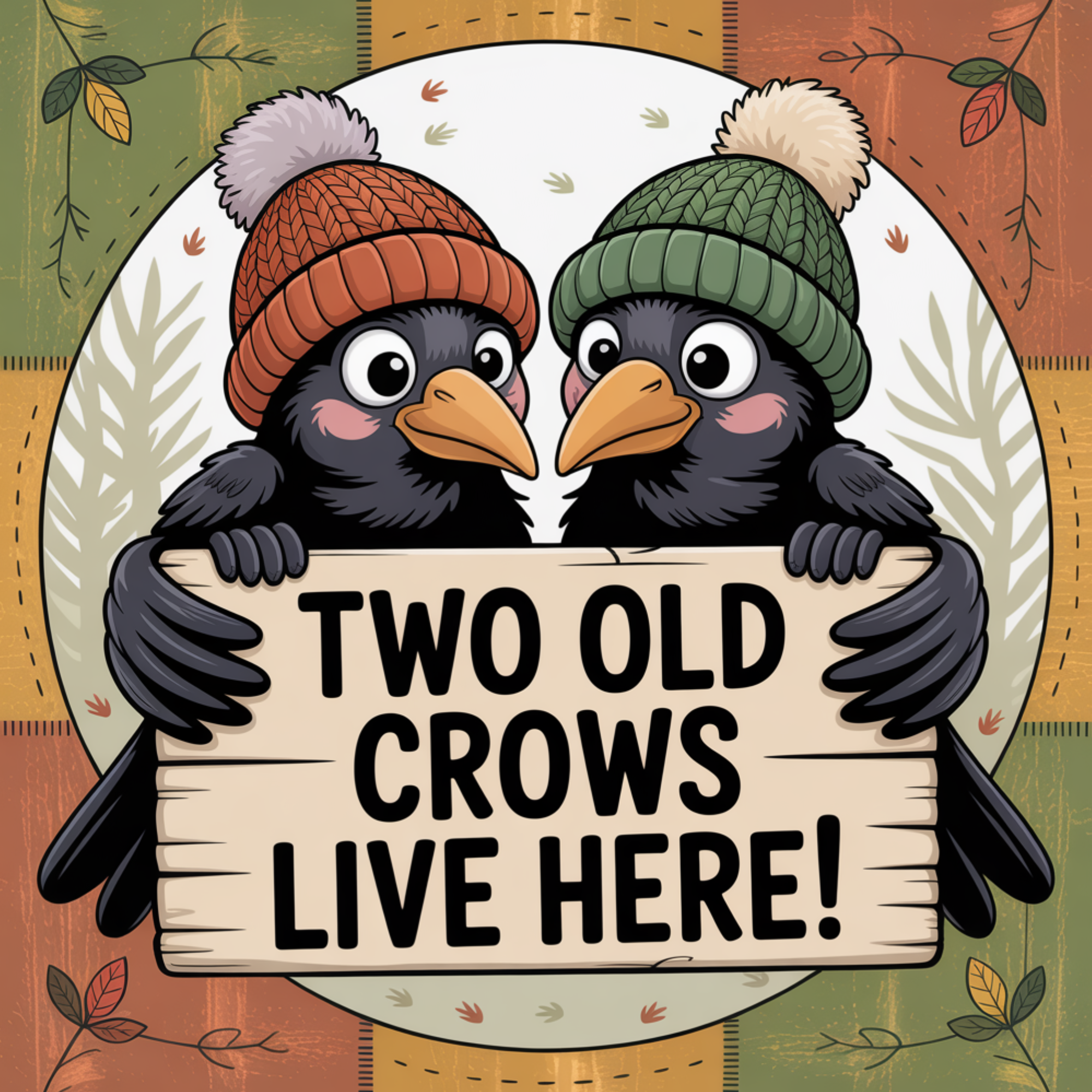 Two Old Crows Live Here Sign, Funny Fall Crow Wreath Centerpiece, Autu