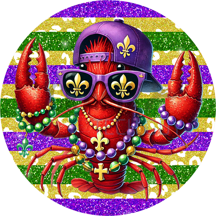 Glitter Party Crawfish Mardi Gras Sign