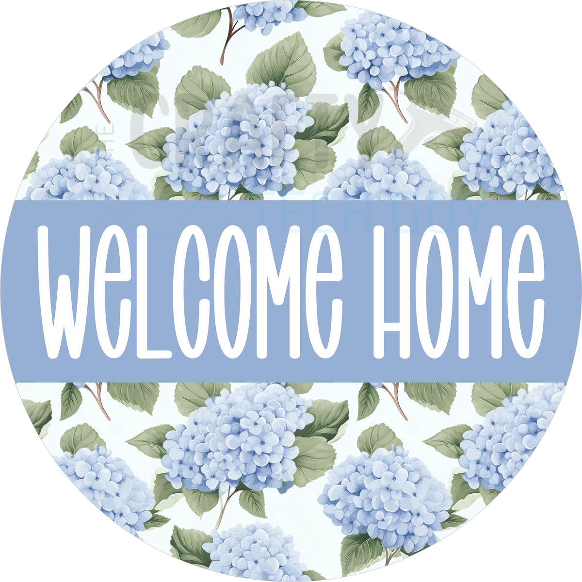 Floral Hydrangea Welcome Home Round Sign