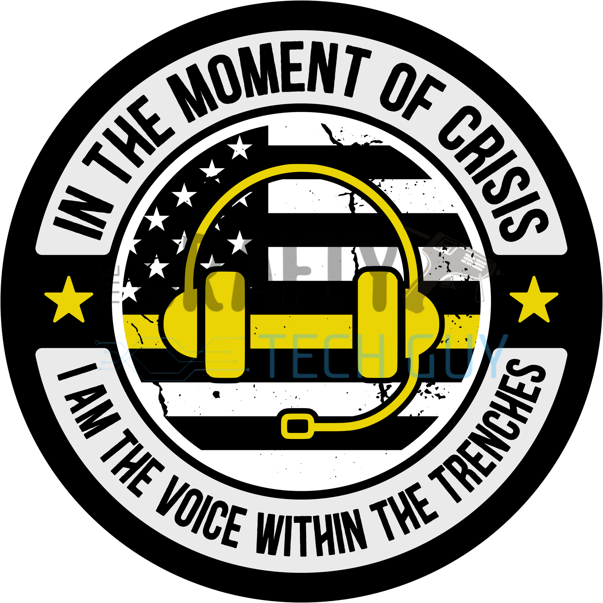 911 Dispatcher Thin Gold Line Headset Sign, In the Moment of Crisis, D