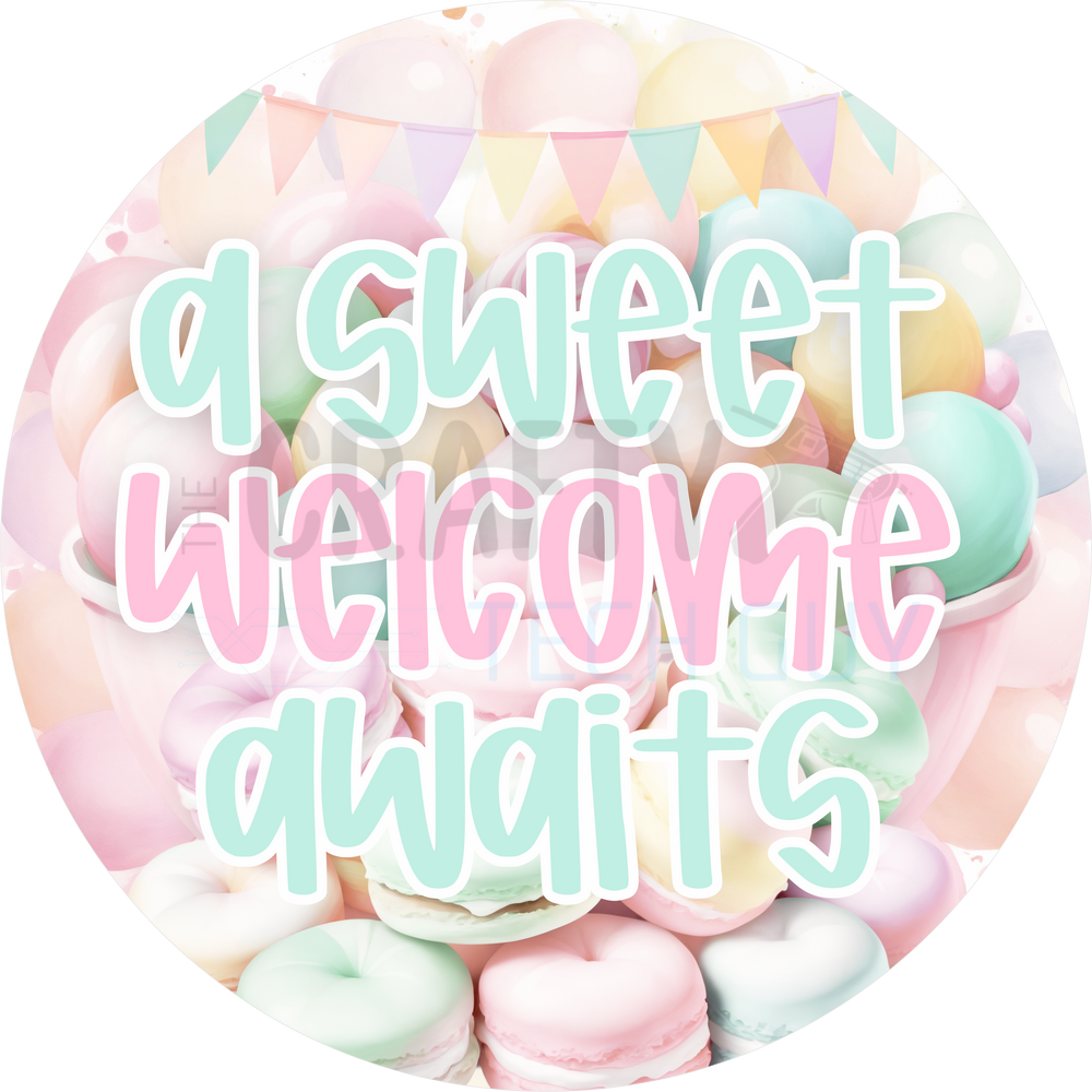 Pastel Bakery Welcome Cute Sweet Treat Welcome Door Sign Candy Shop St